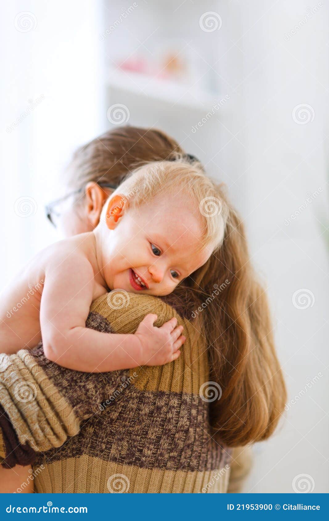 Little Cute Baby Hanging Mama Stock Photo - Image of little, family ...