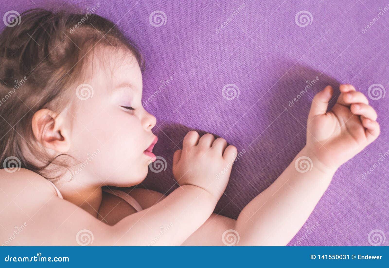 Little Cute Baby Sleeping Soundly in Her Bed Stock Image - Image of ...