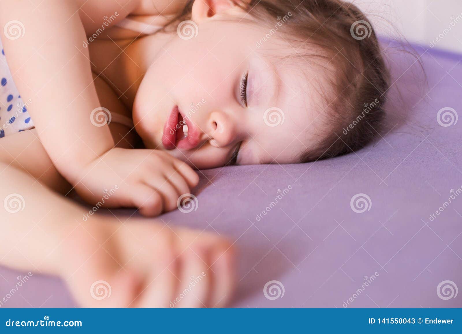 Little Cute Baby Sleeping Soundly in Her Bed Stock Image - Image of ...