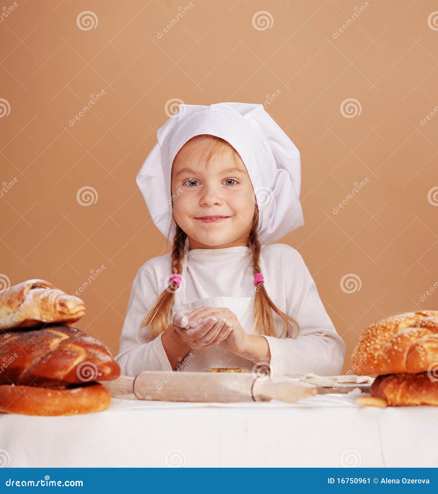 Little cute baker stock image. Image of bread, kneading - 16750961