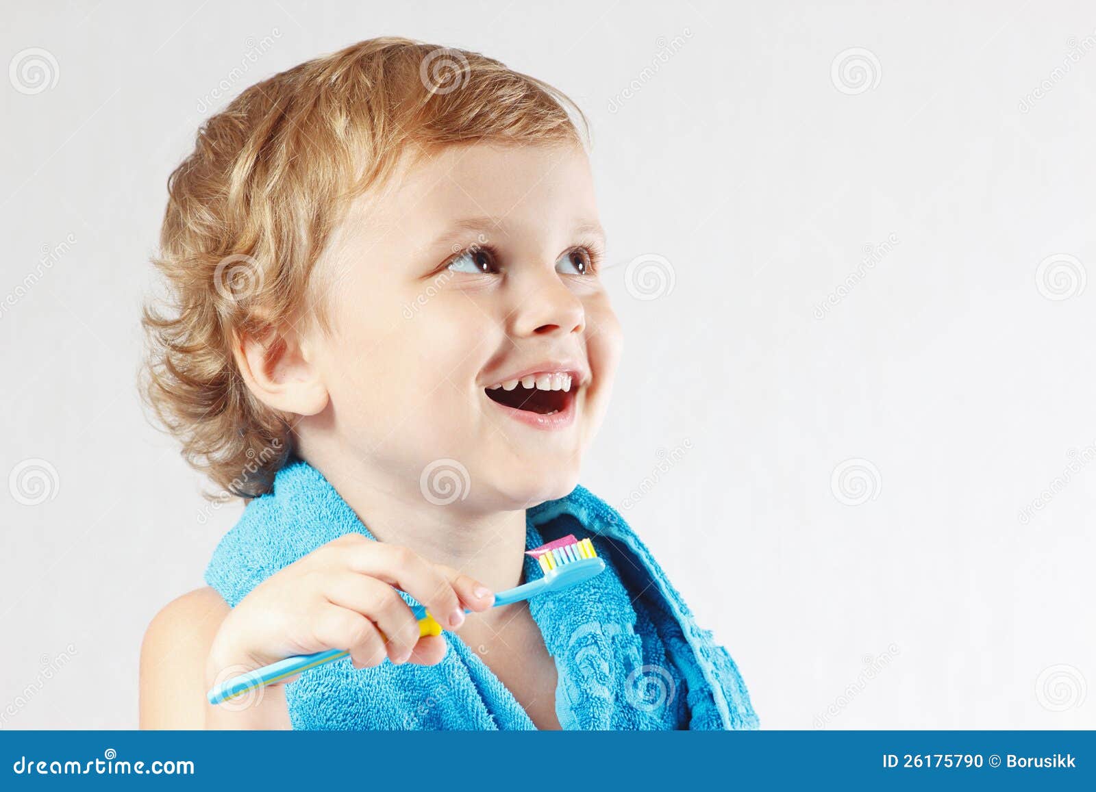 Little Cute Blond Boy Brushing His Teeth Stock Photo - Image of health ...