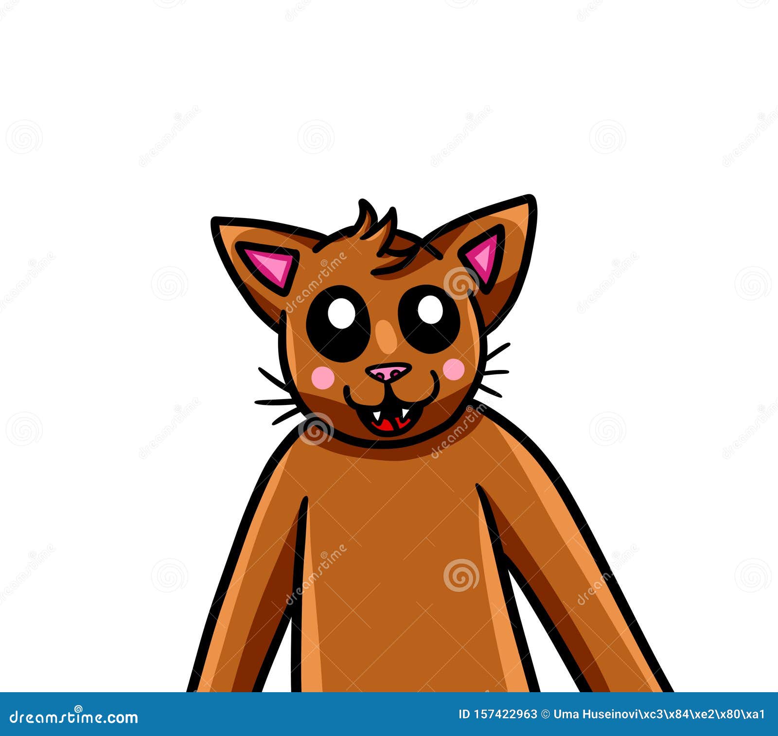 Little Cute Blushing Brown Cat Stock Illustration - Illustration of ...