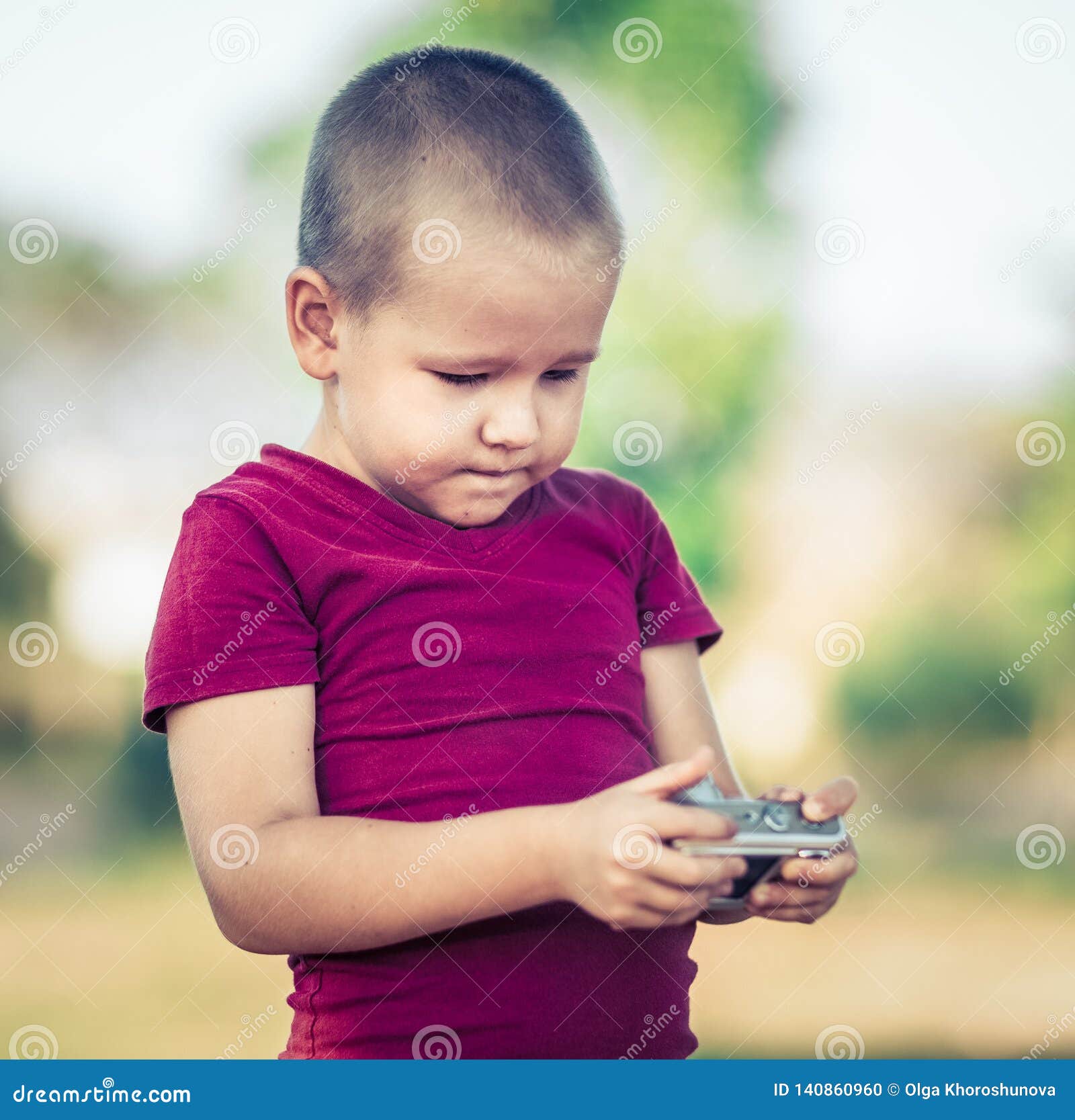 Little Cute Boy with Camera Stock Photo - Image of study, looking ...