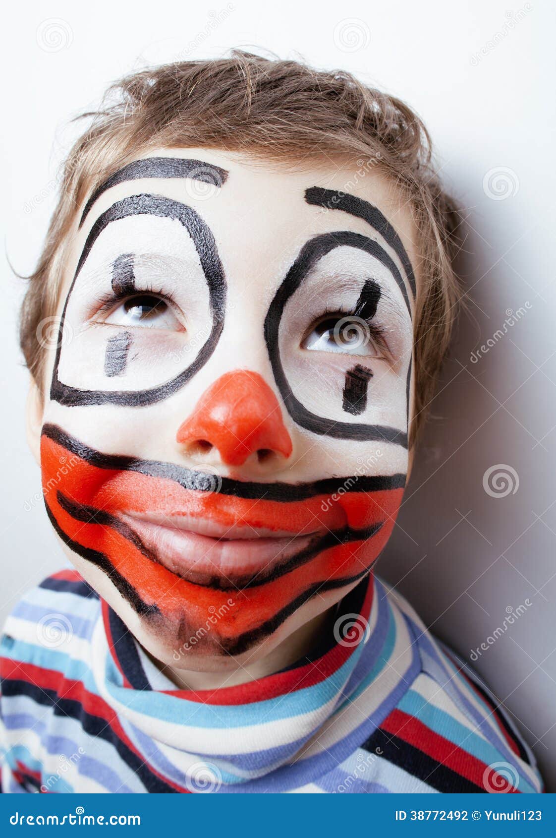 Little Cute Boy with Facepaint Like Clown Stock Photo - Image of ...