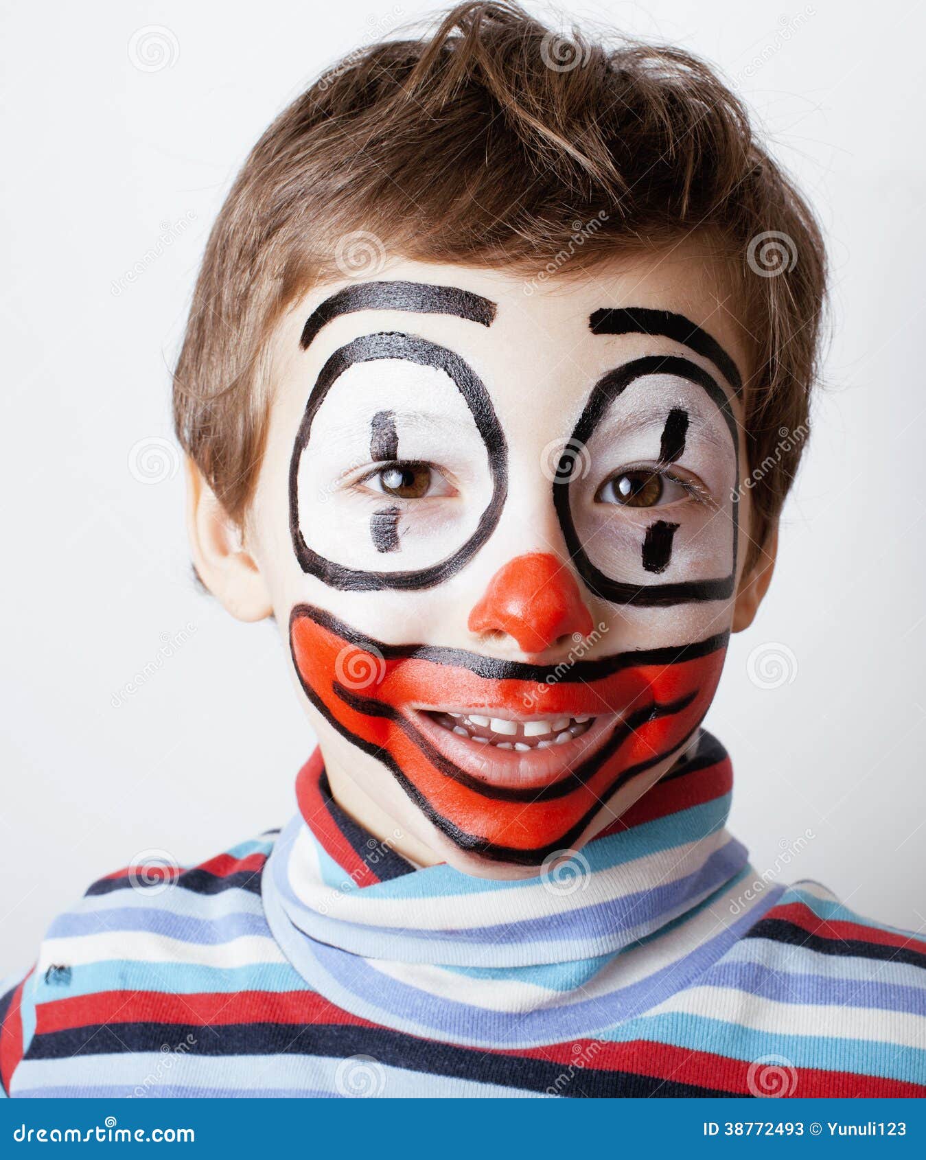 Little Cute Boy with Facepaint Like Clown Stock Image - Image of child ...