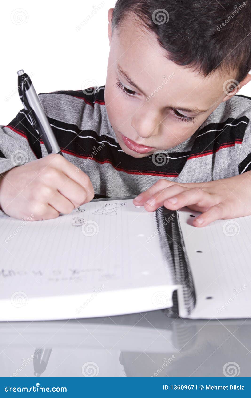 Little Cute Boy Practicing His Writing Skills Stock Image - Image of ...