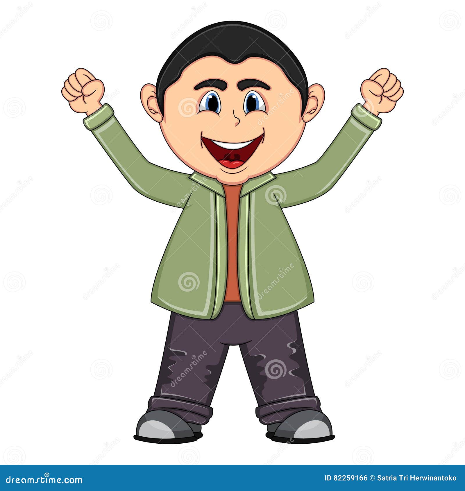 The Little Cute Boy Raise the Two Hands Up Stock Vector - Illustration ...