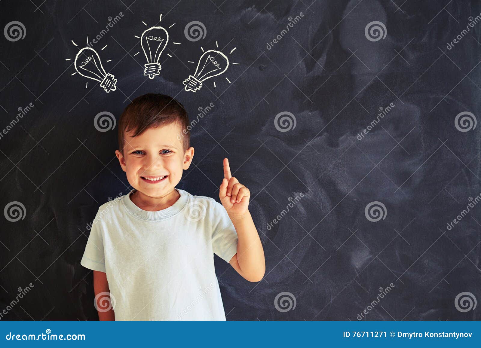 Little Cute Boy Showing the Concept of Brainstorming Stock Image ...