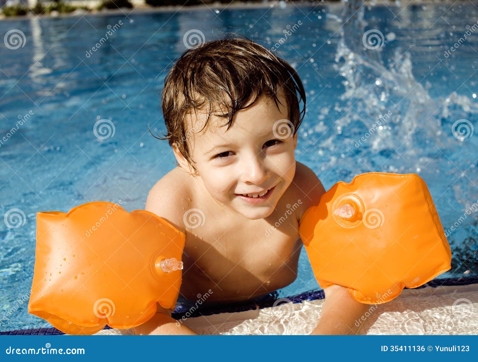Little Cute Boy in Swimming Pool Stock Photo - Image of relaxation ...