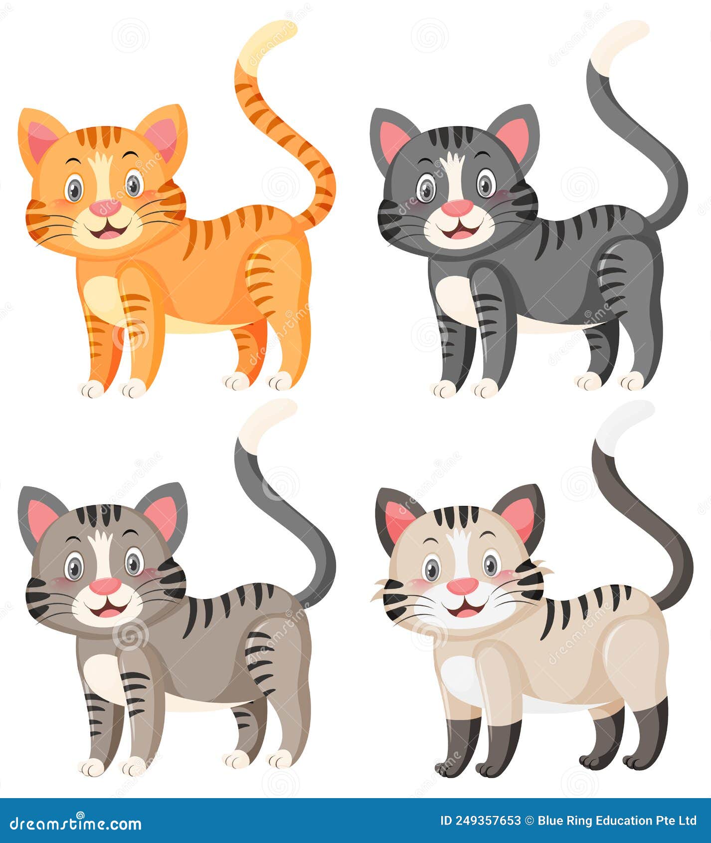 Little Cute Cat in Cartoon Style Stock Vector - Illustration of gray ...
