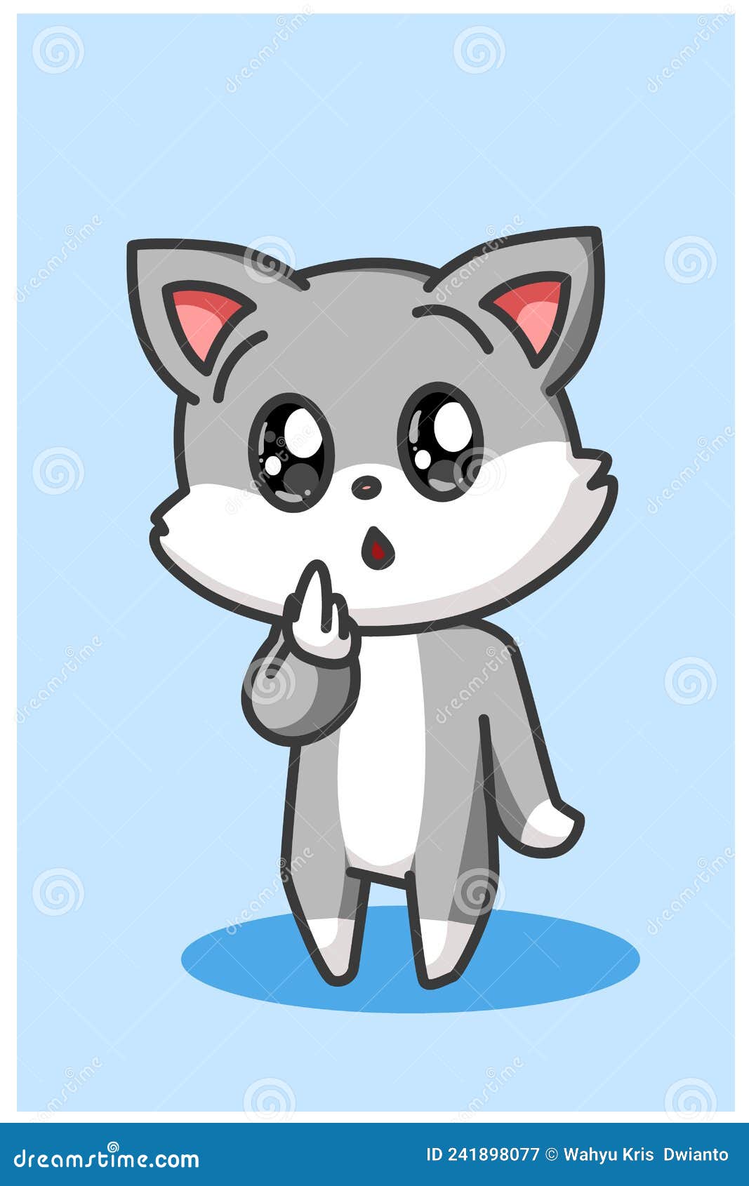 A Little Cute Cat Pointed at Himself Hand Drawing Stock Vector ...