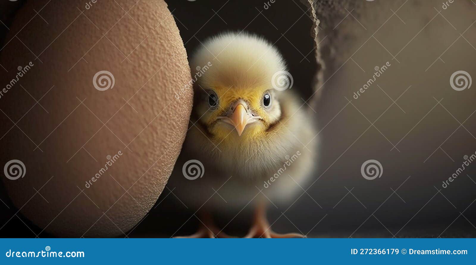 A Little Cute Chick, Hatchling is Peeking Out from a Hole beside a ...