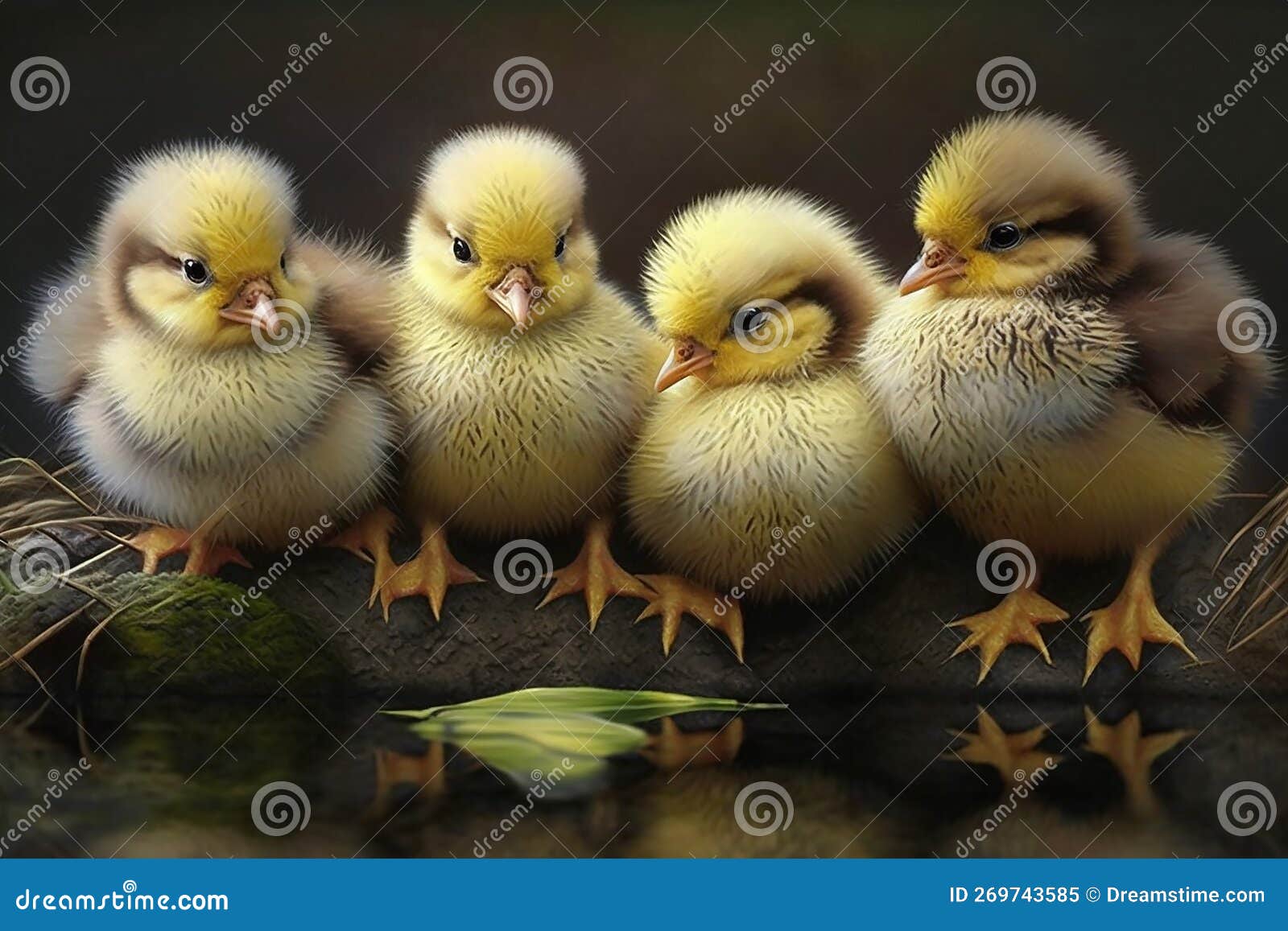 Little Cute Chicks Standing Together and Looking into Camera Stock ...