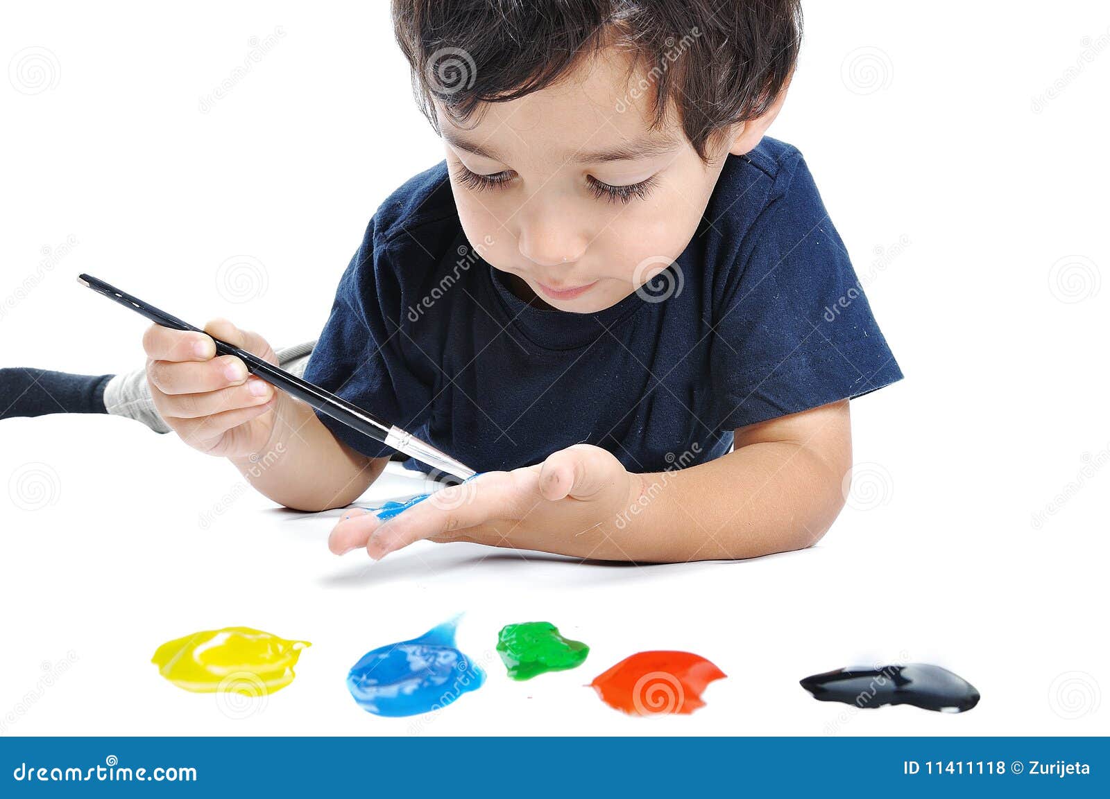 A Little Cute Child with Colors Stock Photo - Image of childhood ...