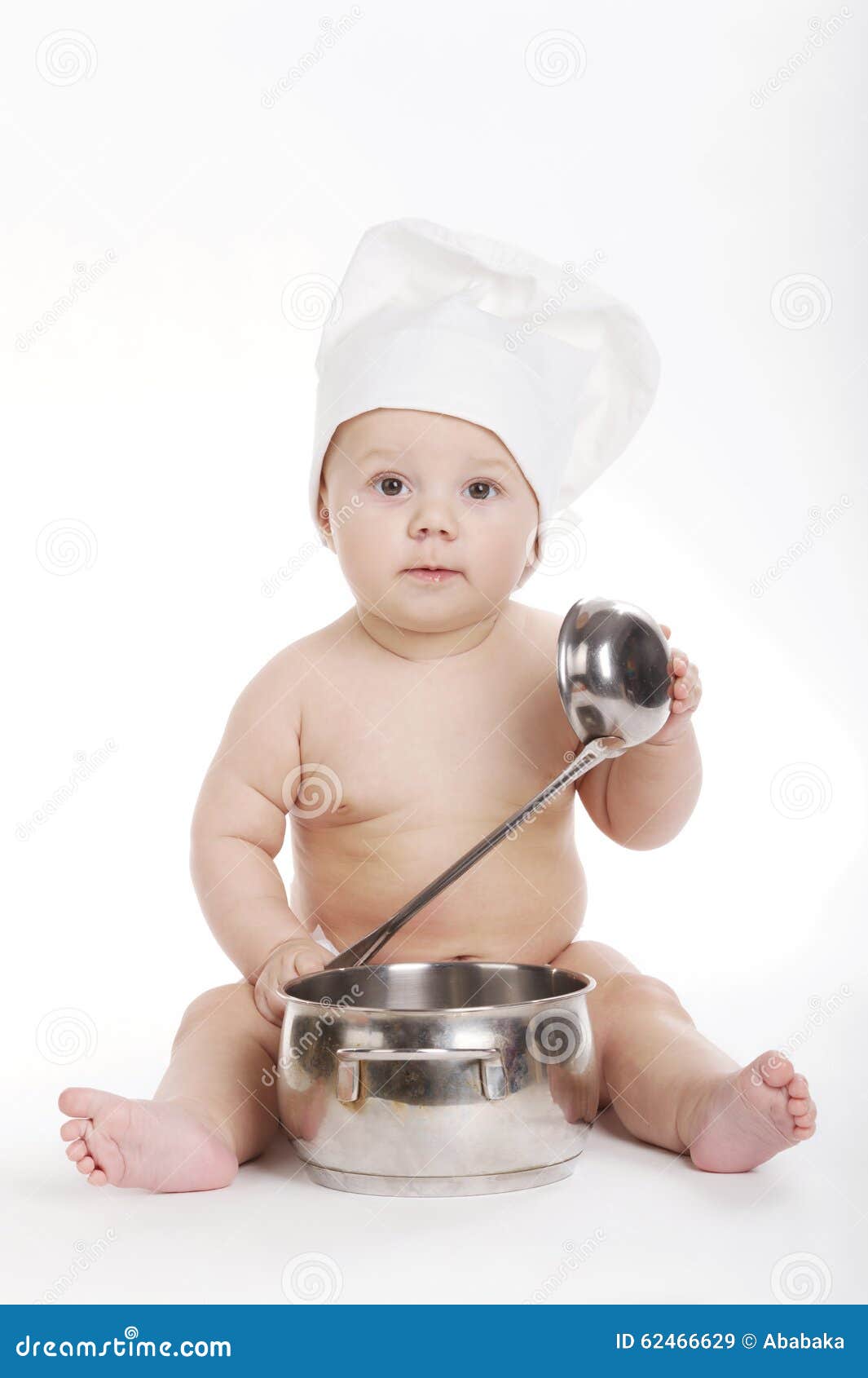 Little Cute Cook on White Background Stock Image - Image of dinner ...