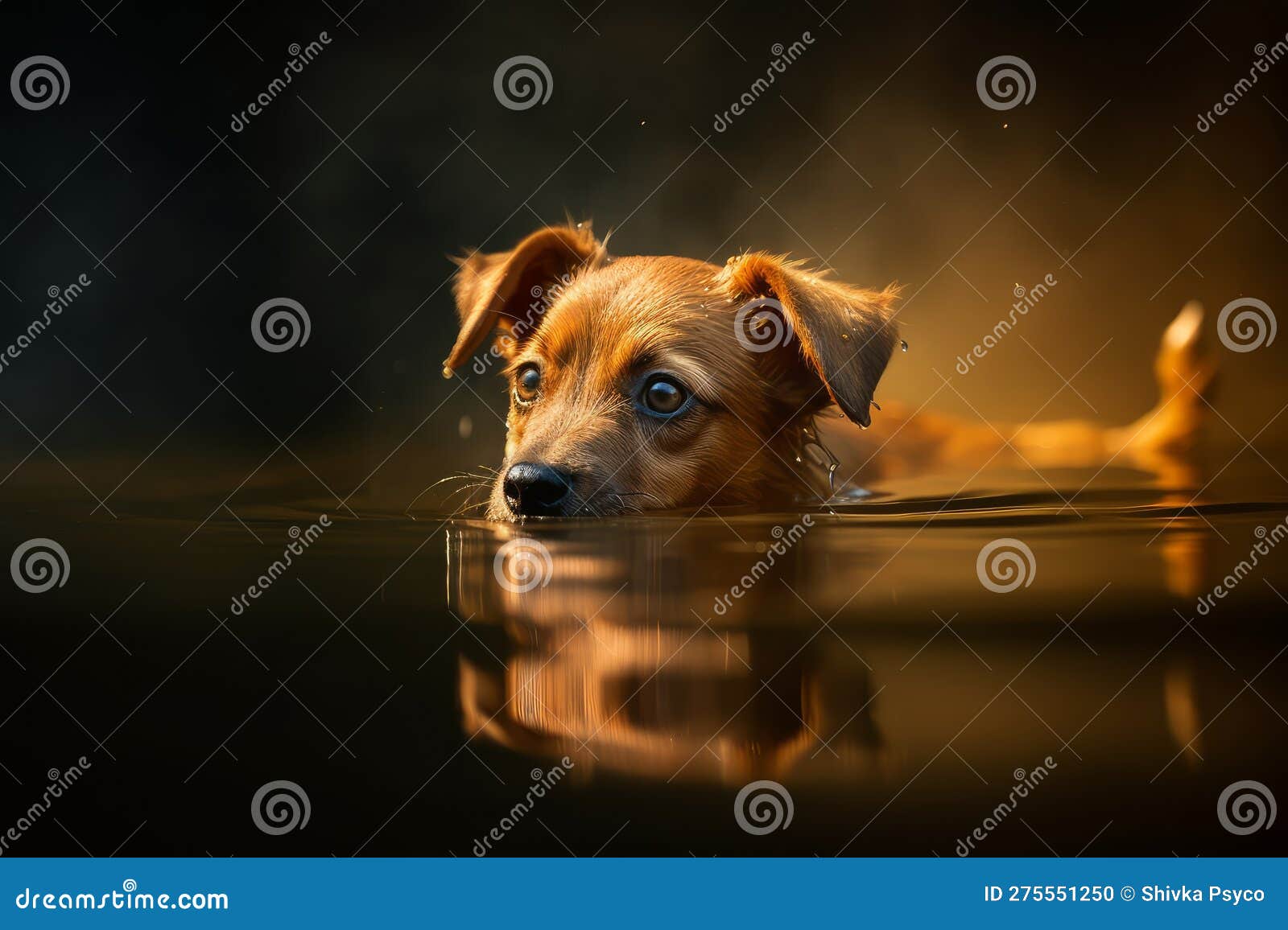 Little Cute Dog in Pool Generative AI Stock Illustration - Illustration ...