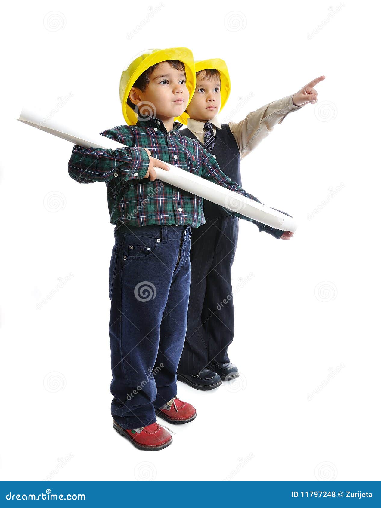Little Cute Engineers Isolated Stock Photo - Image of business ...
