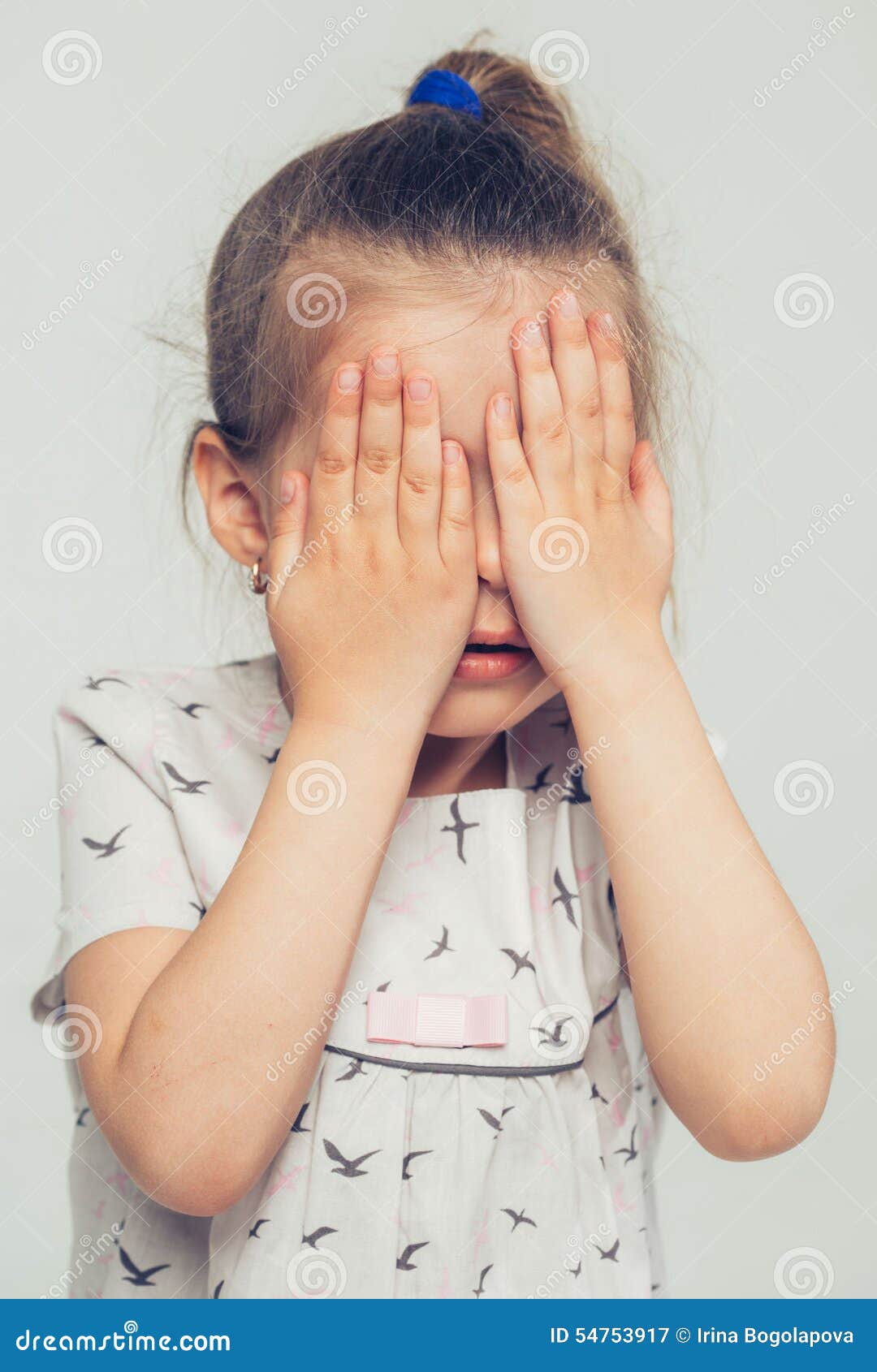 Little Cute Girl Closed Face by Hands Stock Image - Image of caucasian ...
