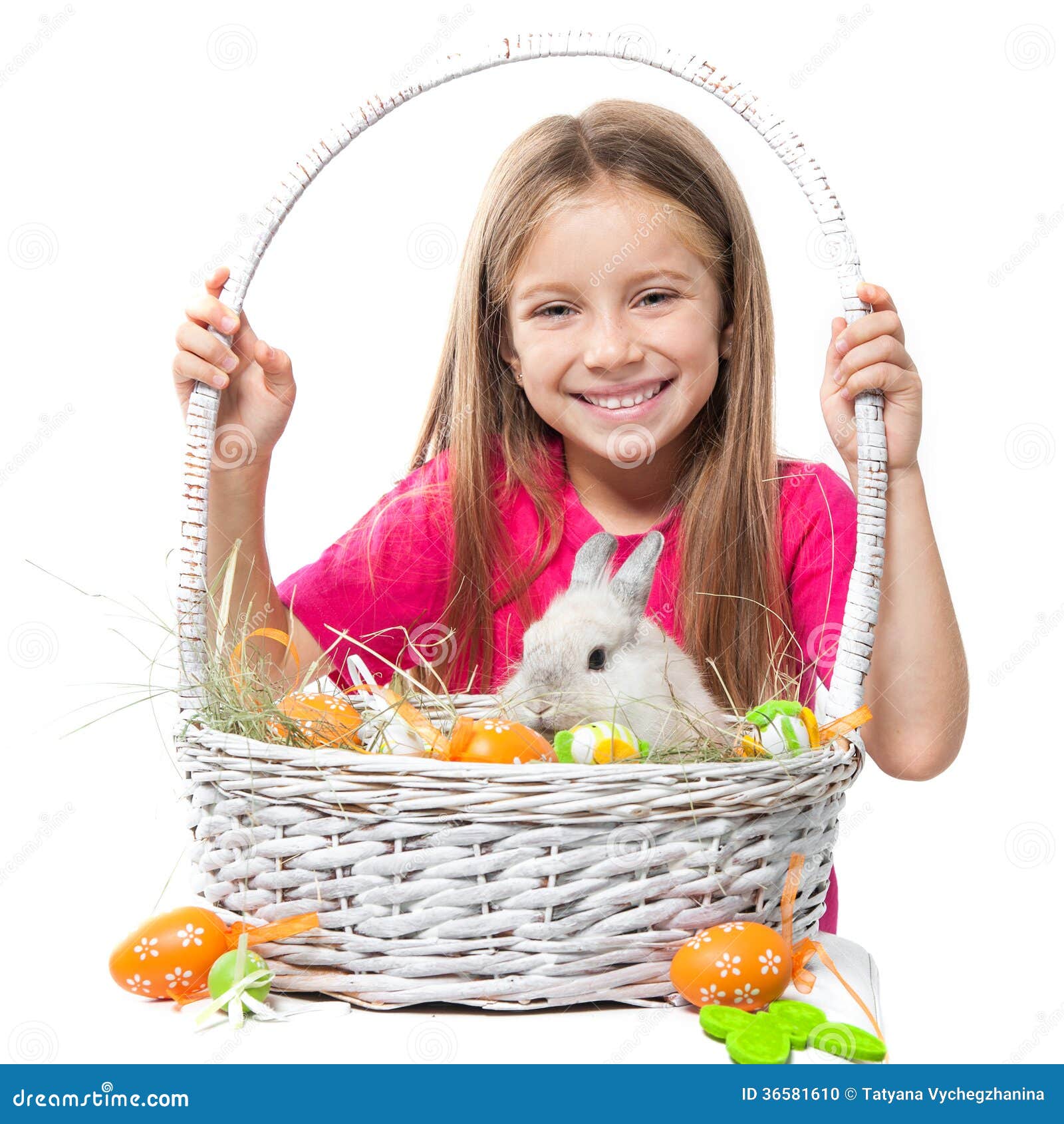 Little Cute Girl and Rabbit Stock Photo - Image of concepts, girls ...