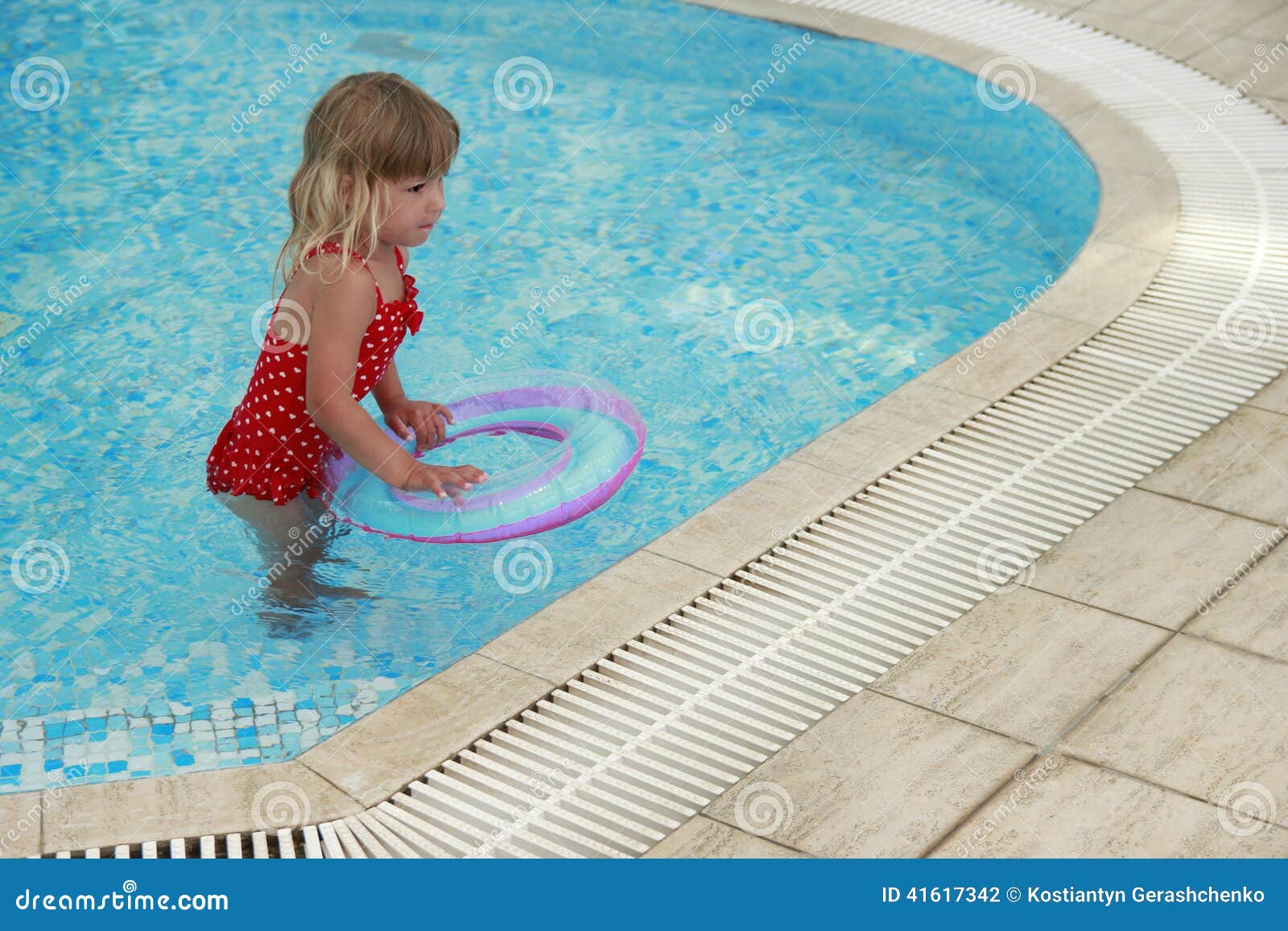 Little Cute Girl in Water Pool Stock Photo - Image of pool, activity ...