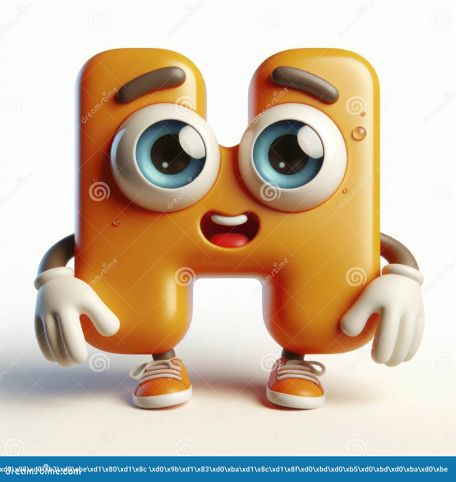 Little Cute Happy Letter H 3d Character with Bulging Eyes on Solid a ...