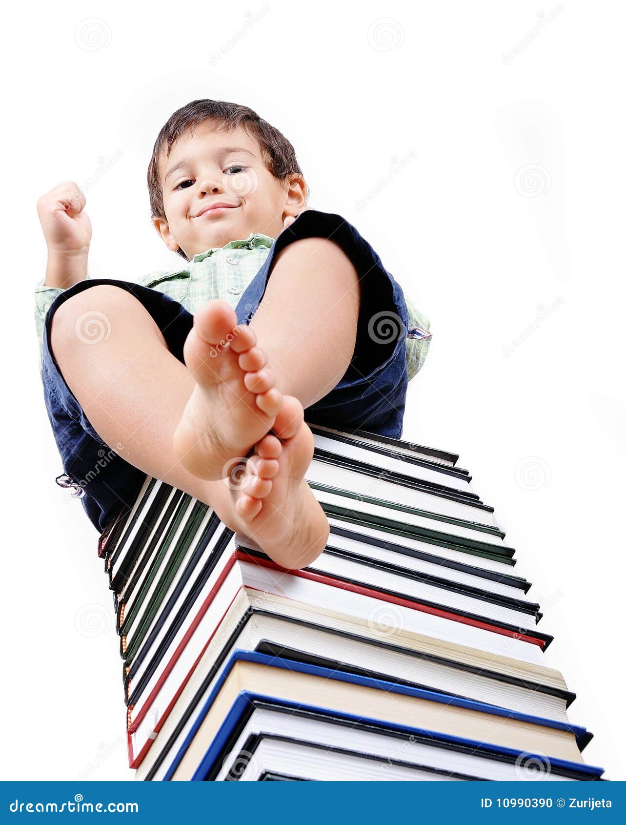 A Little Cute Kid and Books Stock Photo - Image of caucasian, book ...