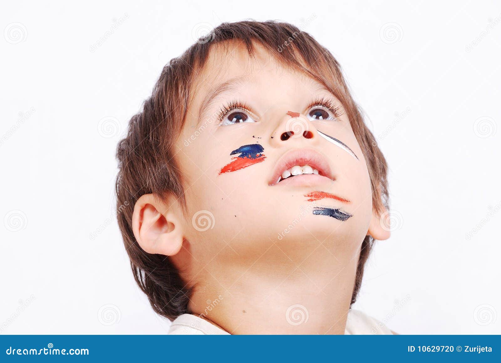 Little Cute Kid with Colors on His Face Stock Photo - Image of isolated ...