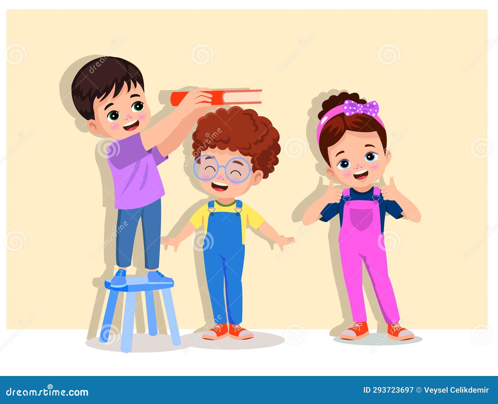 Little Cute Kids Measuring Height Stock Vector - Illustration of little ...