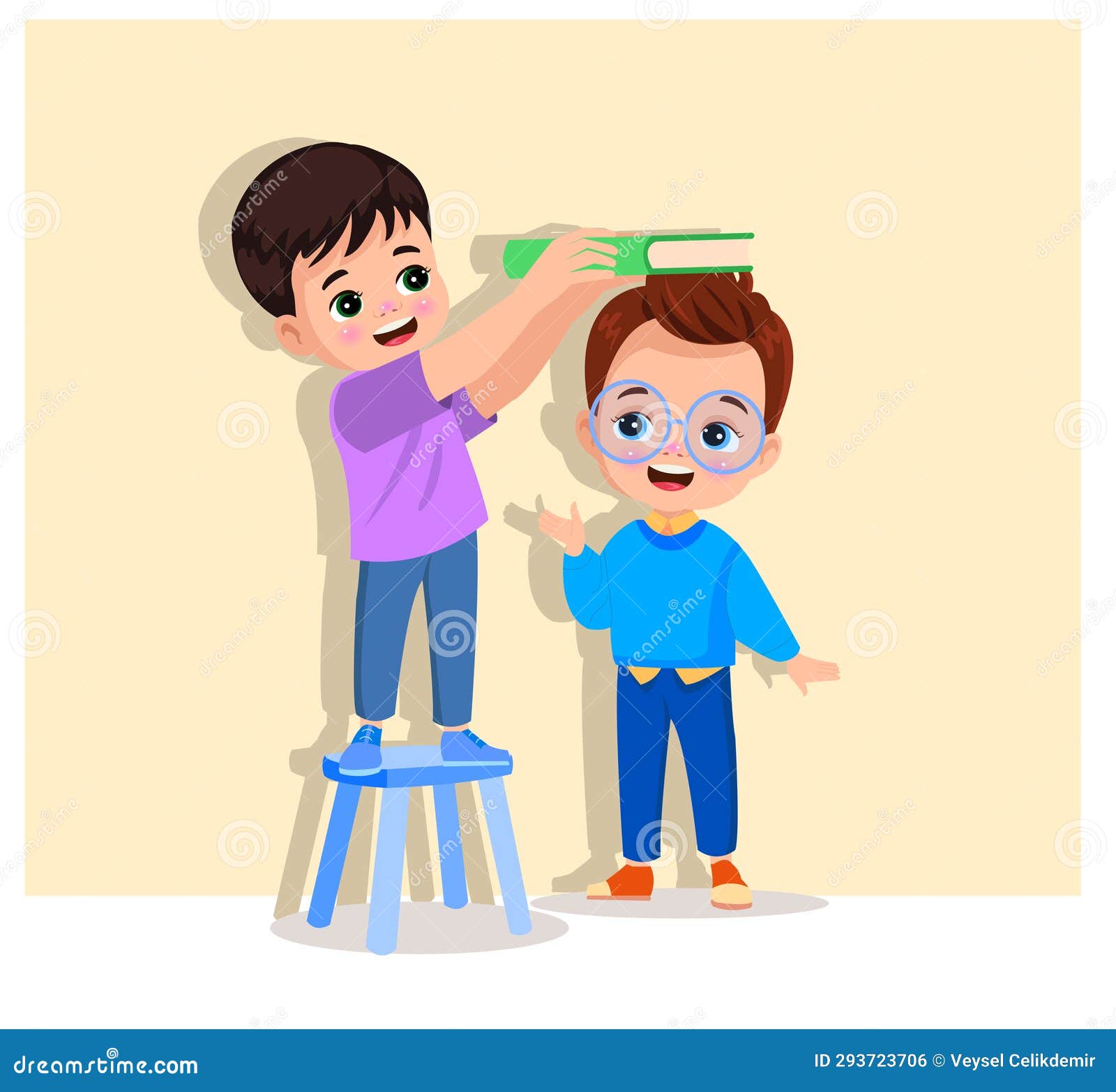 Little Cute Kids Measuring Height Stock Vector - Illustration of person ...