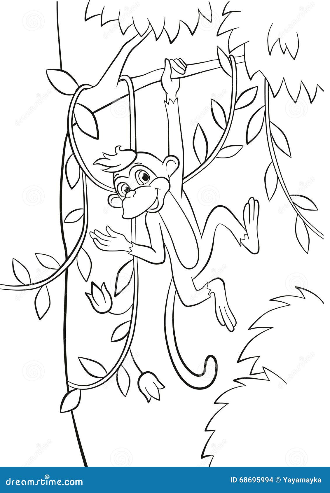 Little Cute Monkey is Jumping or Running. Stock Vector - Illustration ...