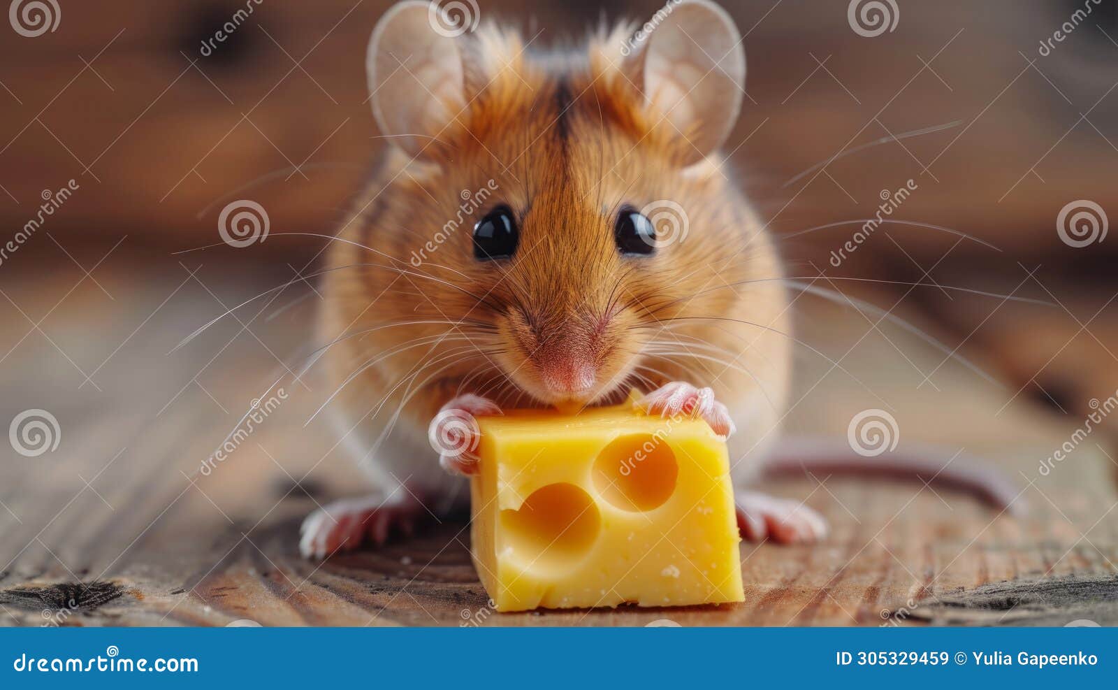 Little Cute Mouse Eats Cheese and Looks at the Camera Stock Image ...