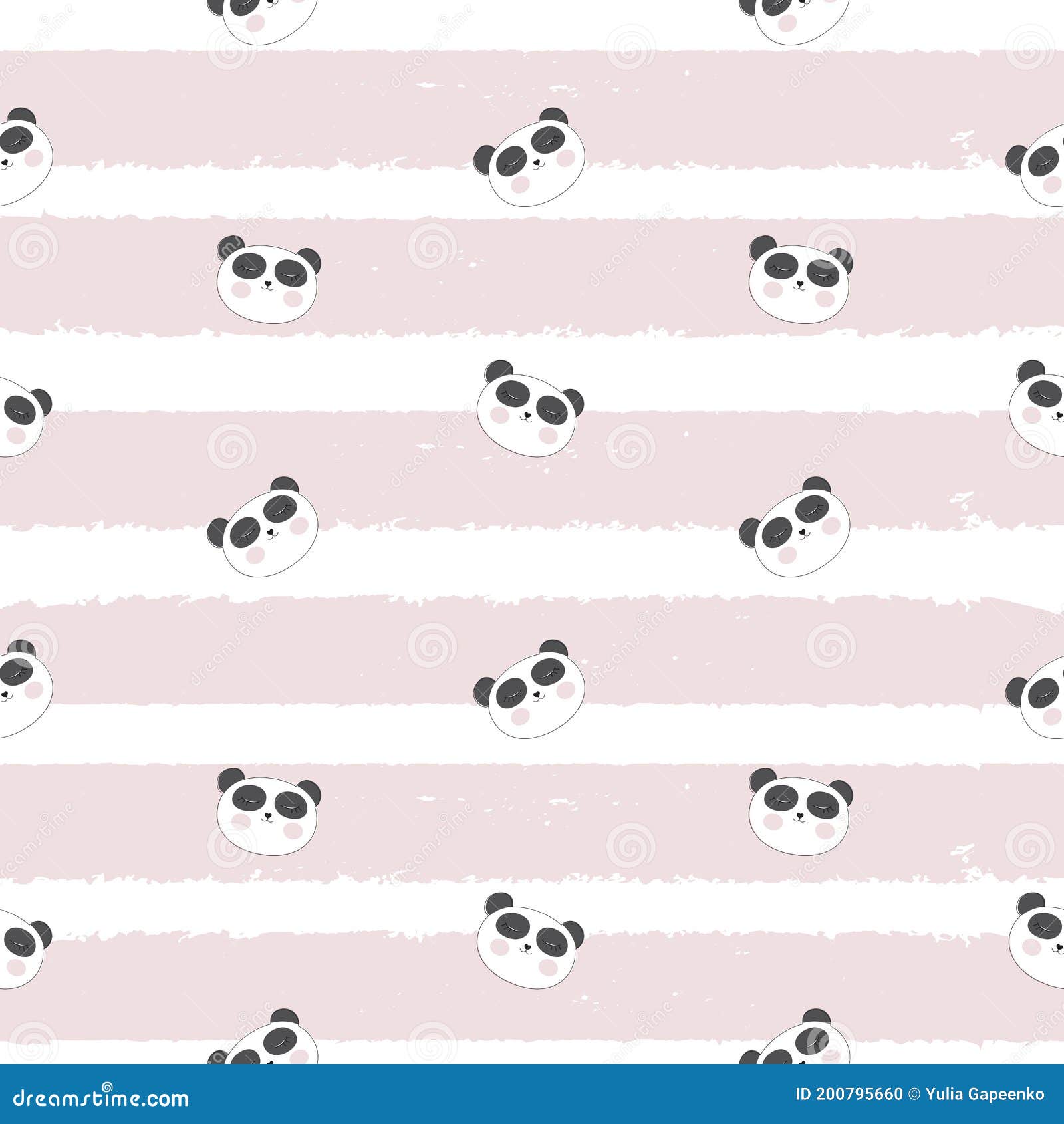 Little Cute Panda Seamless Pattern Background Vector Illustration Stock Illustration ...