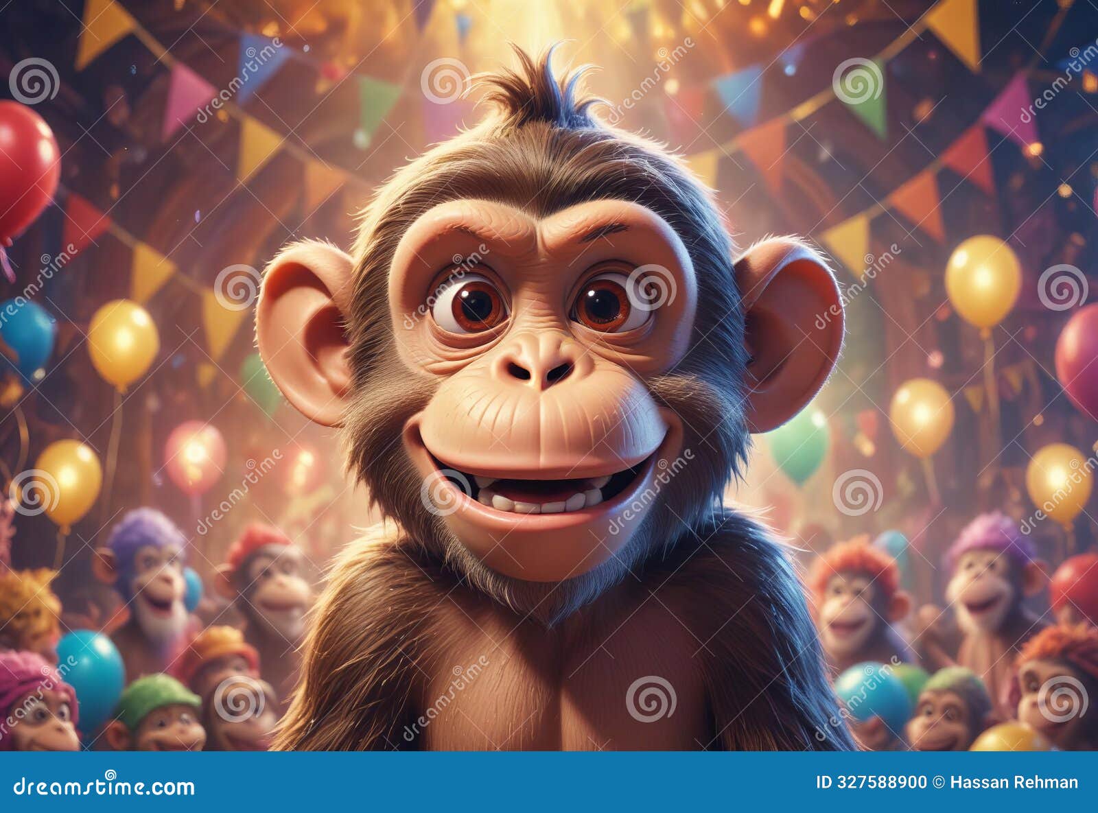 Little Cute Party Monkey Character Stock Illustration - Illustration of ...