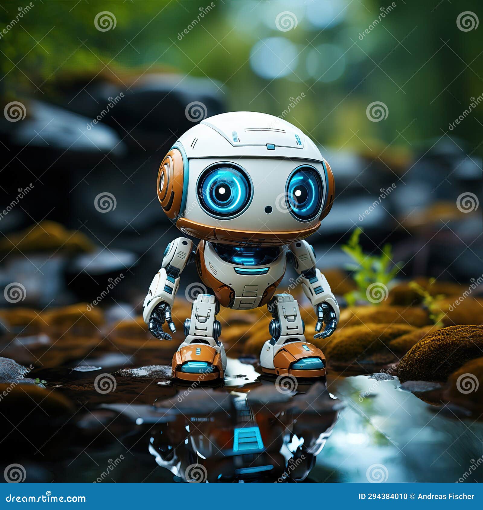 Little Cute Robot on a Blurred Background. Stock Photo - Image of ...