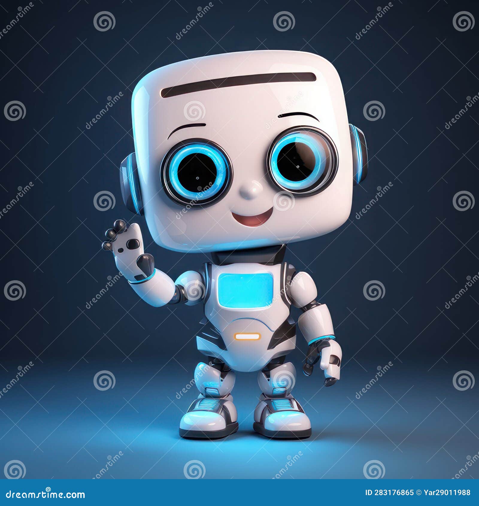 Little Cute Robot Waving His Hand. AI Generative Stock Illustration ... Little Cute Robot Waving His Hand. AI Generative Stock Illustration ...