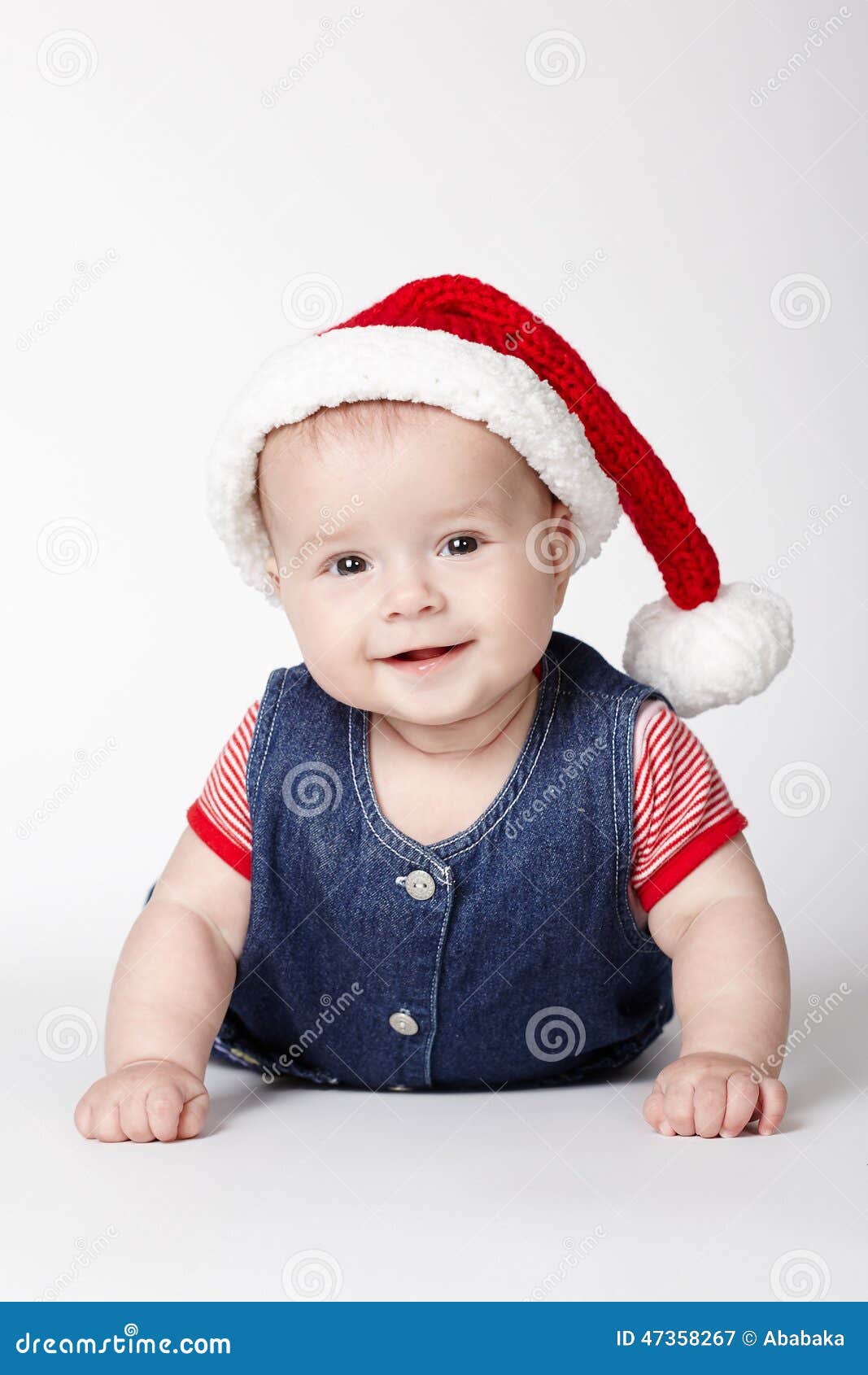 Little Cute Santa Portrait on White Stock Image - Image of innocent ...