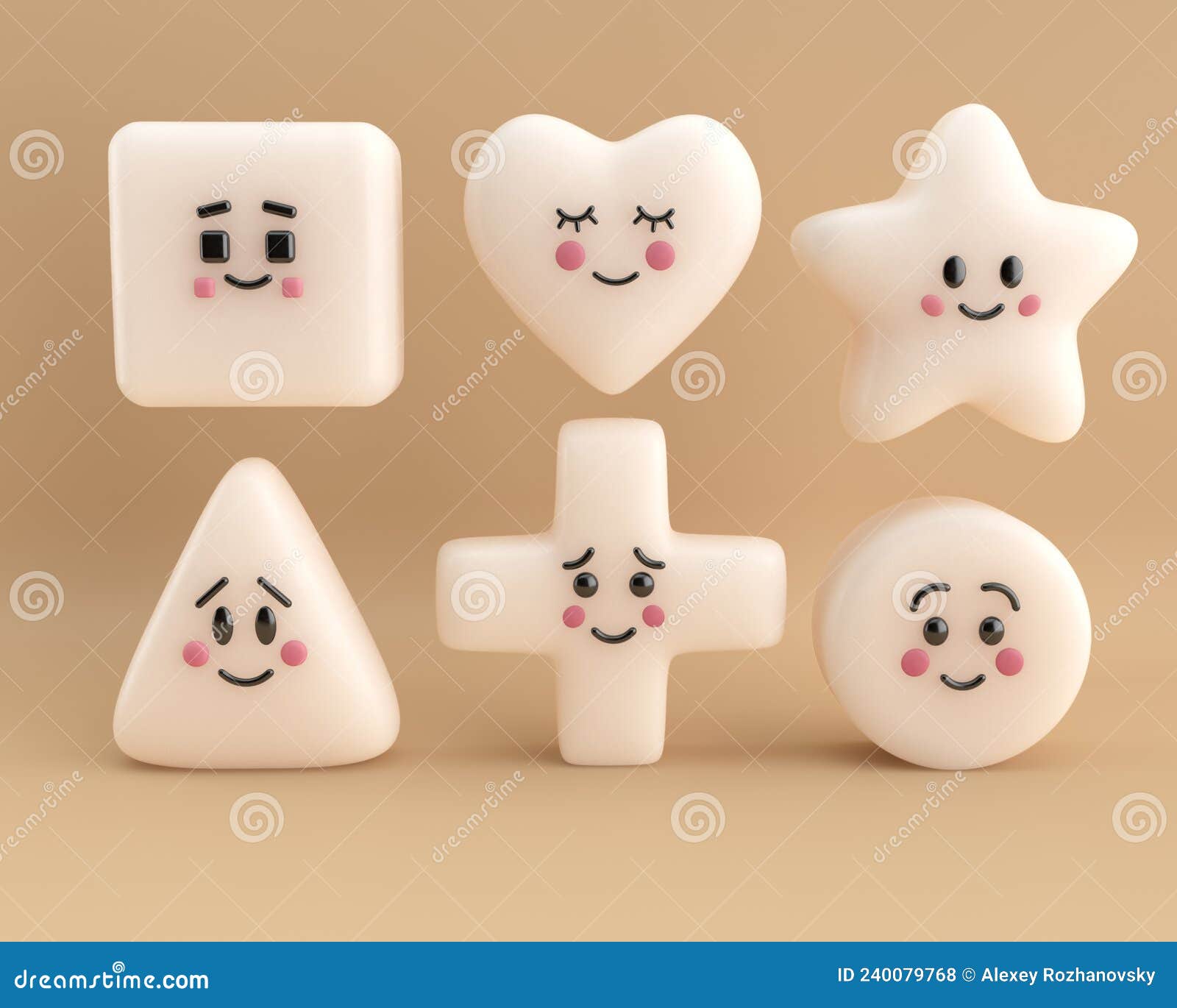 Little Cute Smiling Shapes on Color Background Stock Illustration ...