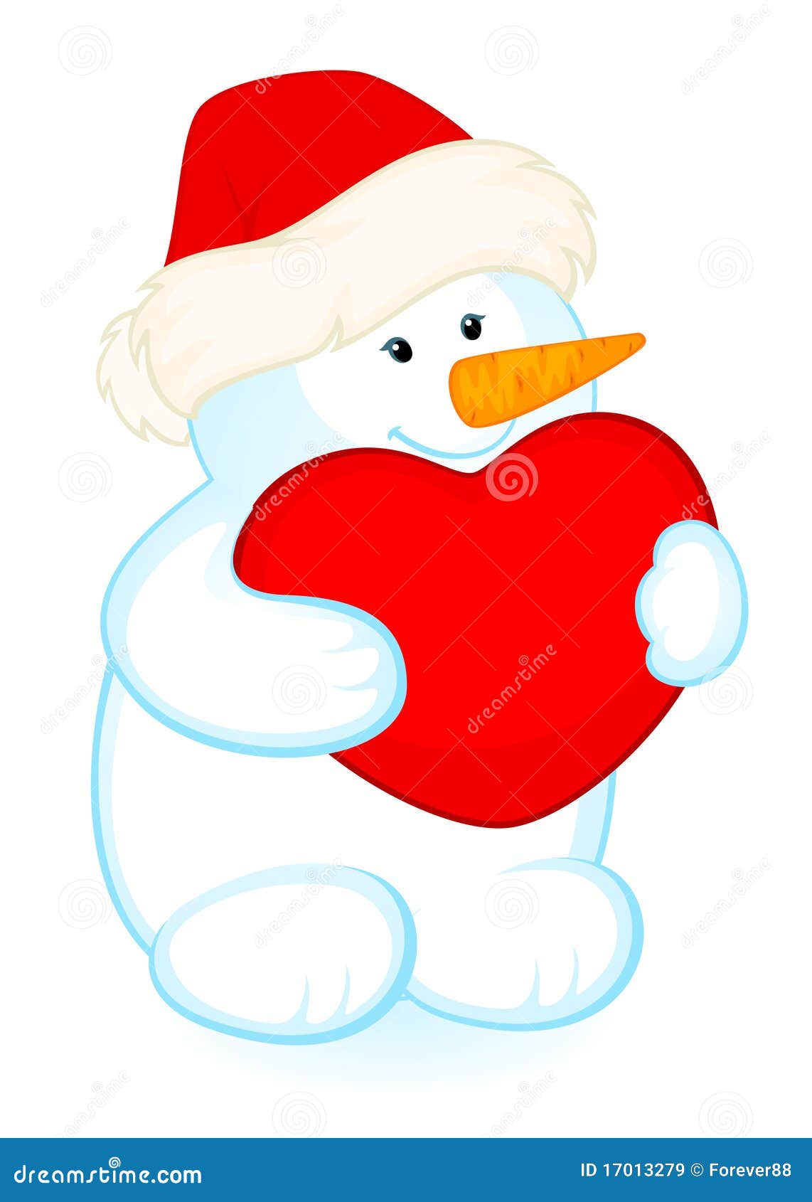 Little Cute Snowman with Heart Stock Vector - Illustration of ...