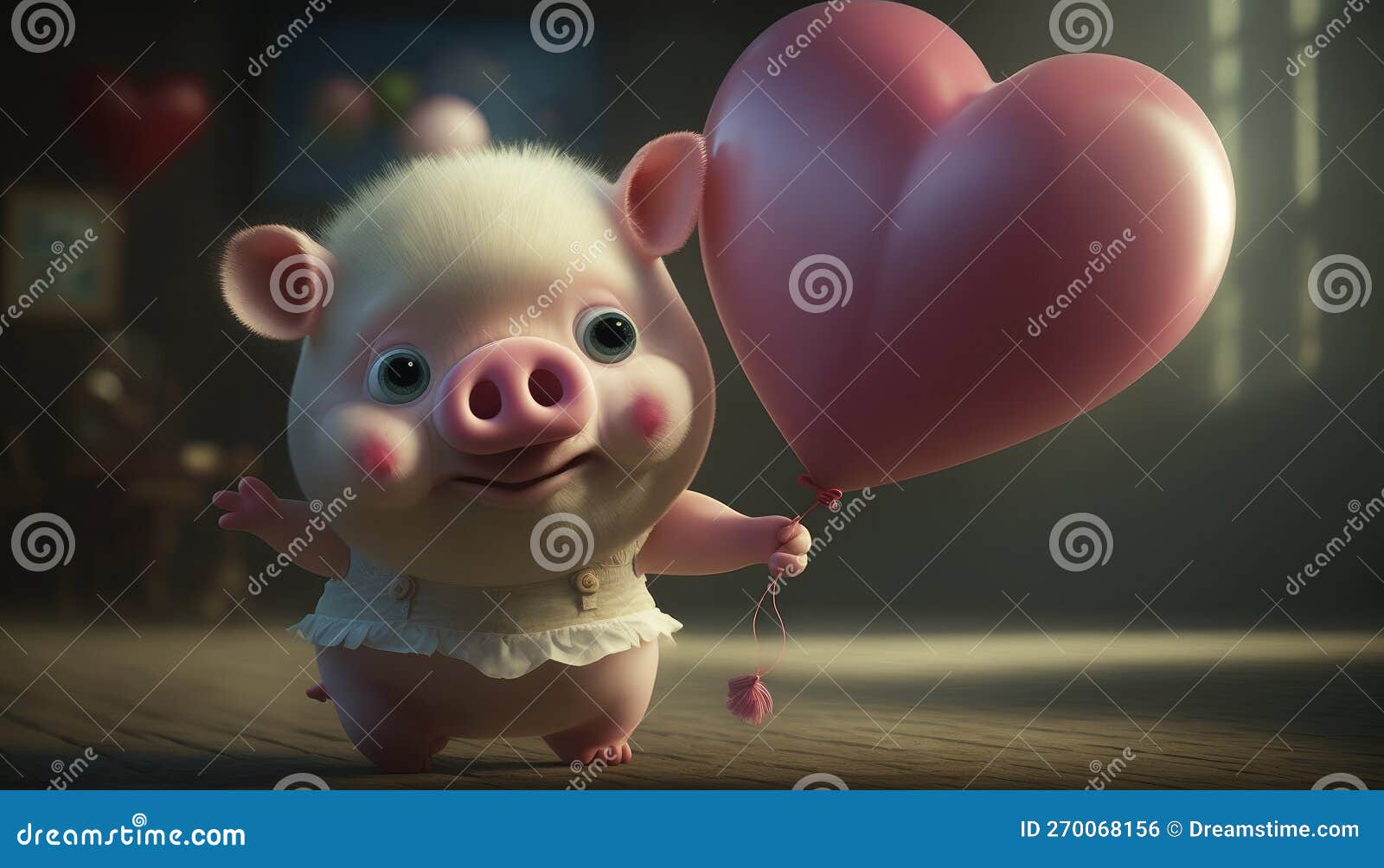 Little Cute Super Fluffy White Pig Image Generative AI Stock ...