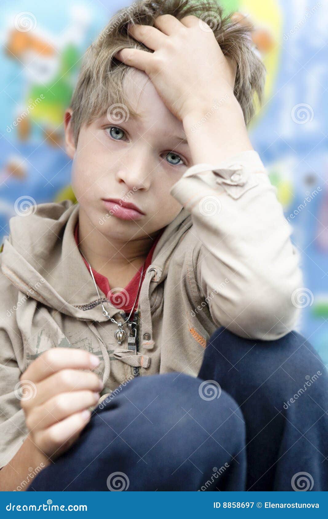 Cute Upset Boy Thinking In The Park Royalty-Free Stock Photo ... Cute Upset Boy Thinking In The Park Royalty-Free Stock Photo ...