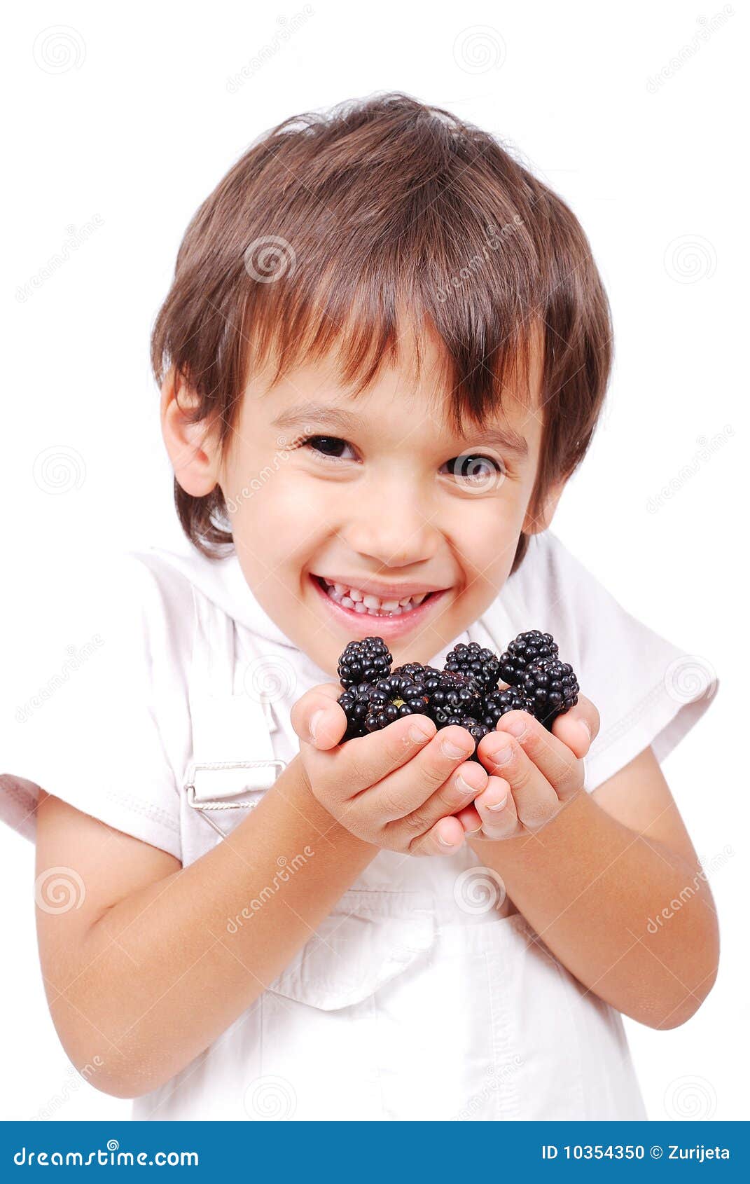 Little Cute White Kid with Blackberry Stock Photo - Image of doll ...