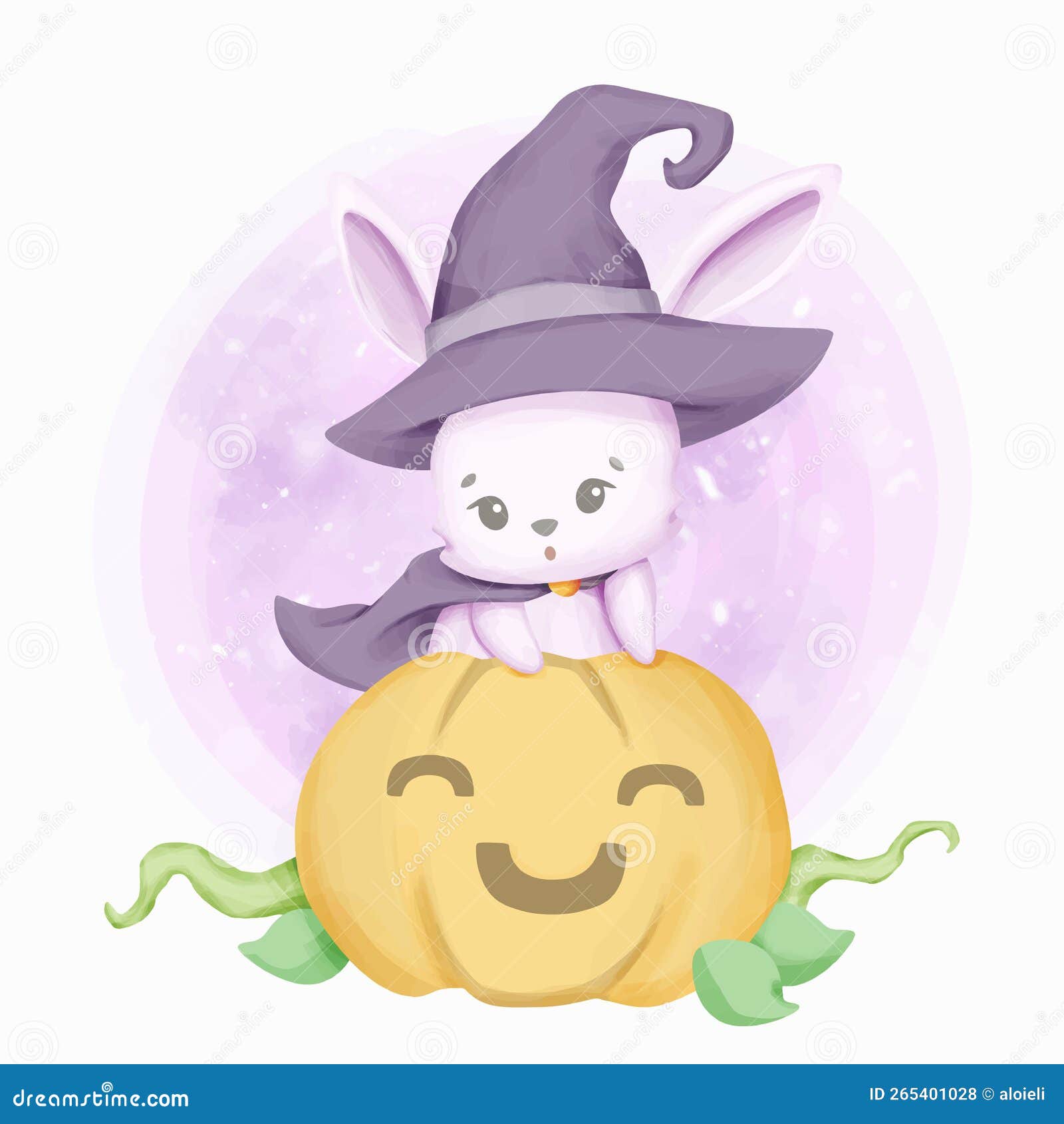 Little Cute Witch Rabbit and the Pumpkin Smile Stock Photo - Image of ...