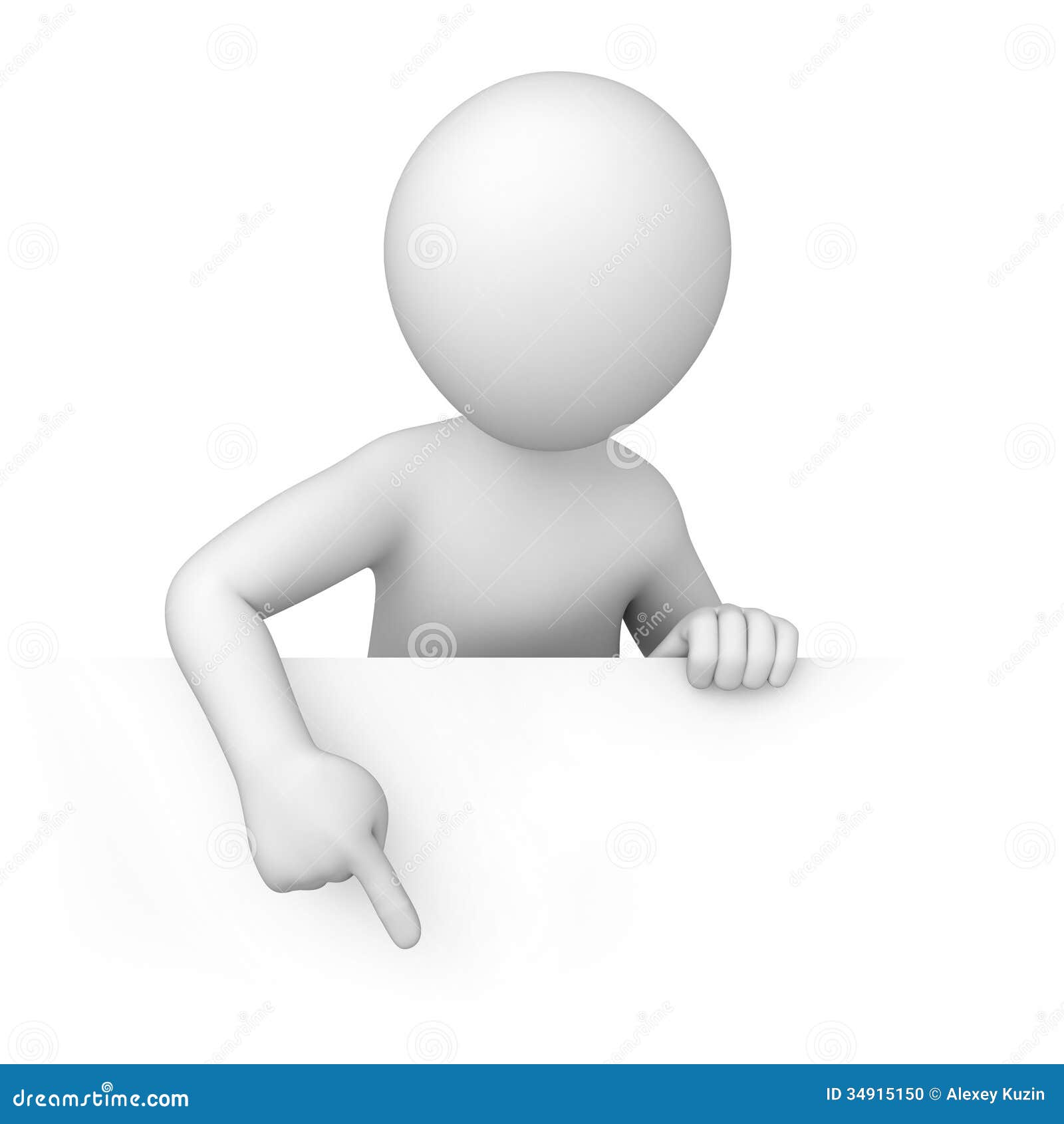 Little 3d Human Points a Finger Down Stock Illustration - Illustration ...