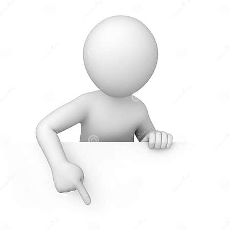 Little 3d Human Points a Finger Down Stock Illustration - Illustration ...