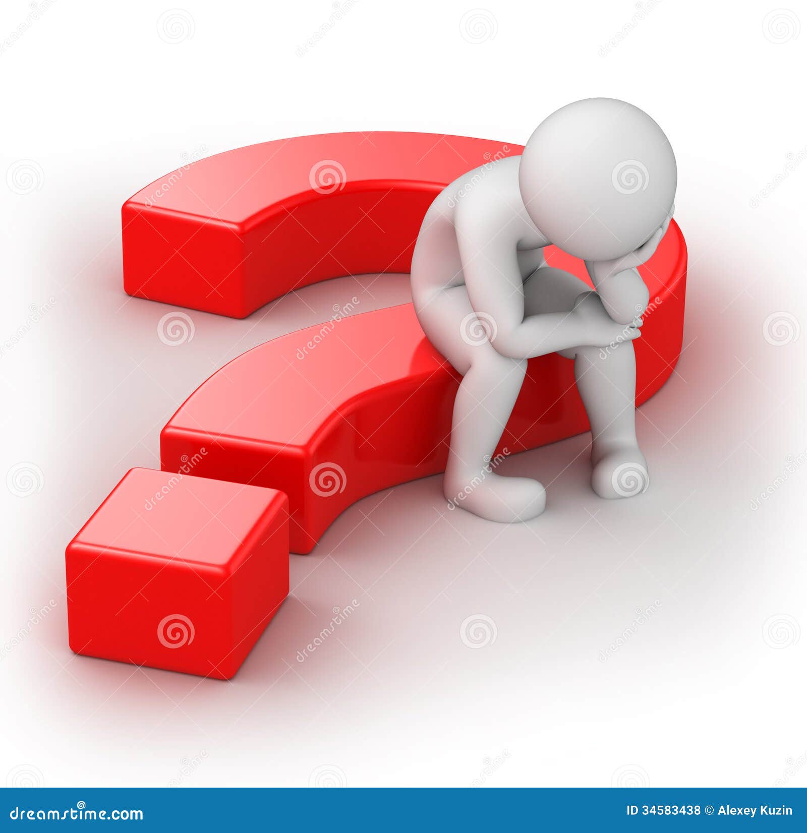 Little 3d Human and a Question Stock Illustration - Illustration of ...