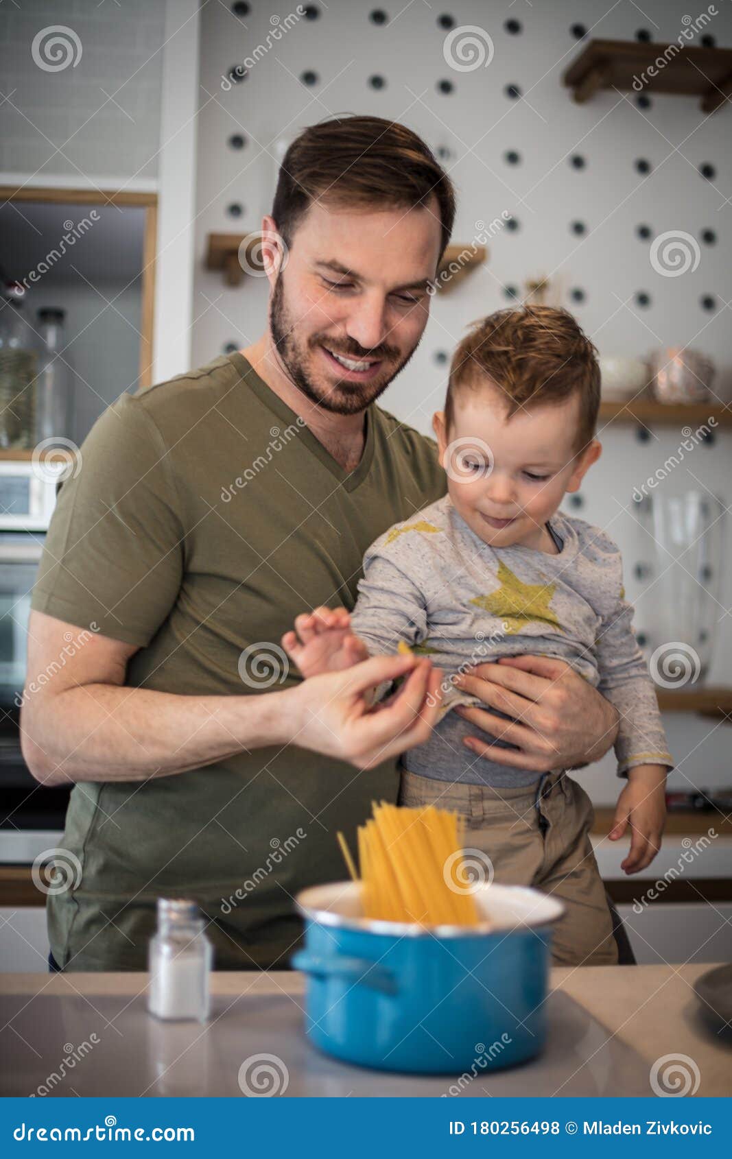 Little daddy`s cook stock photo. Image of parent, home - 180256498