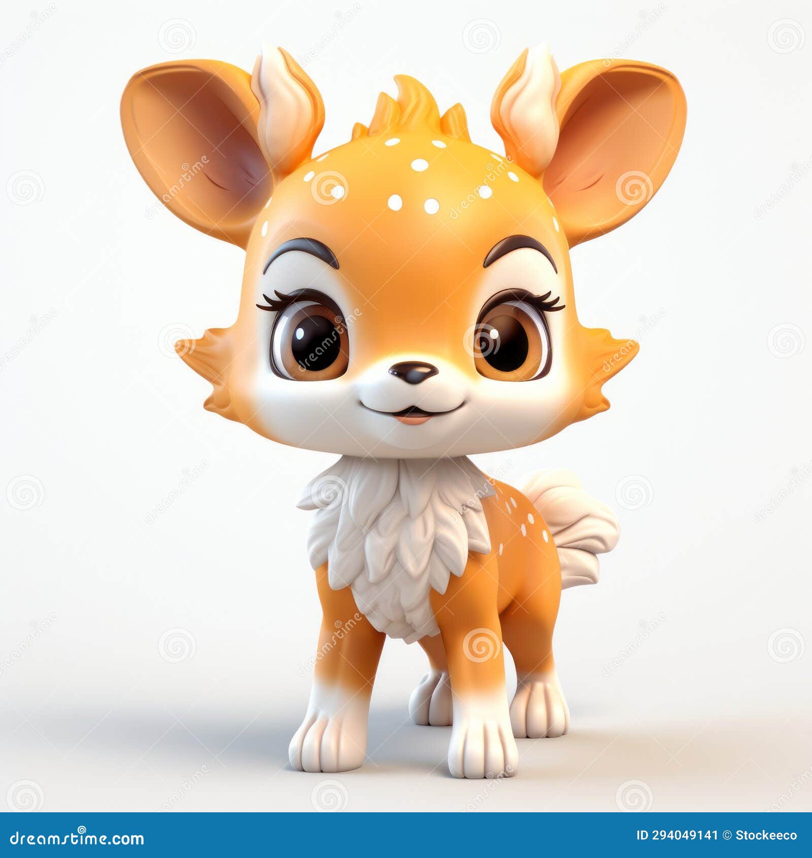 Cute Cartoon Fawn 3d Model in Anna Dittmann Style Stock Illustration ...