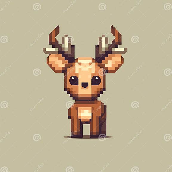 Cute Deer Pixel Art Illustration in Minecraft Style Stock Illustration ...