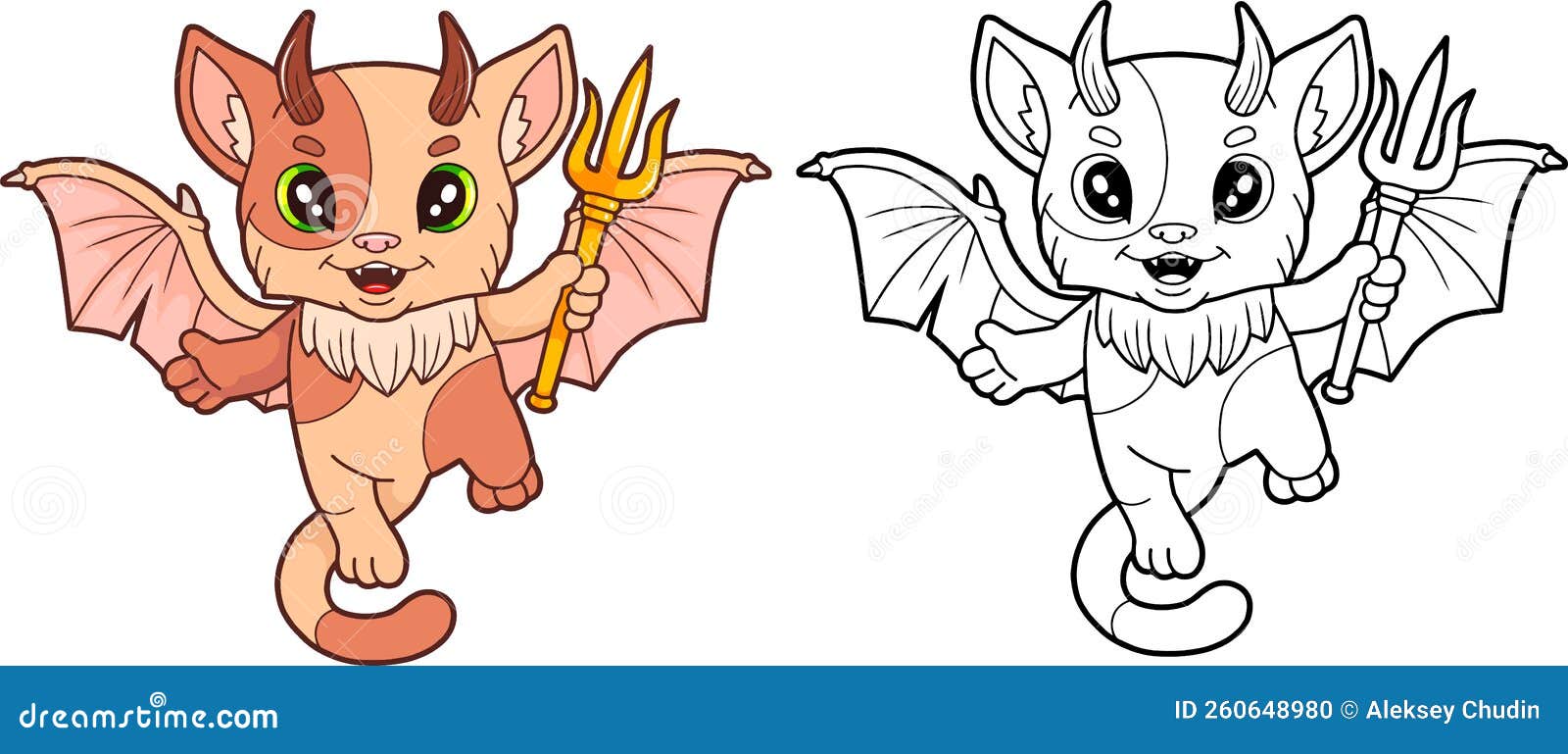 Little Demon Cat, Funny Illustration Stock Vector - Illustration of ...