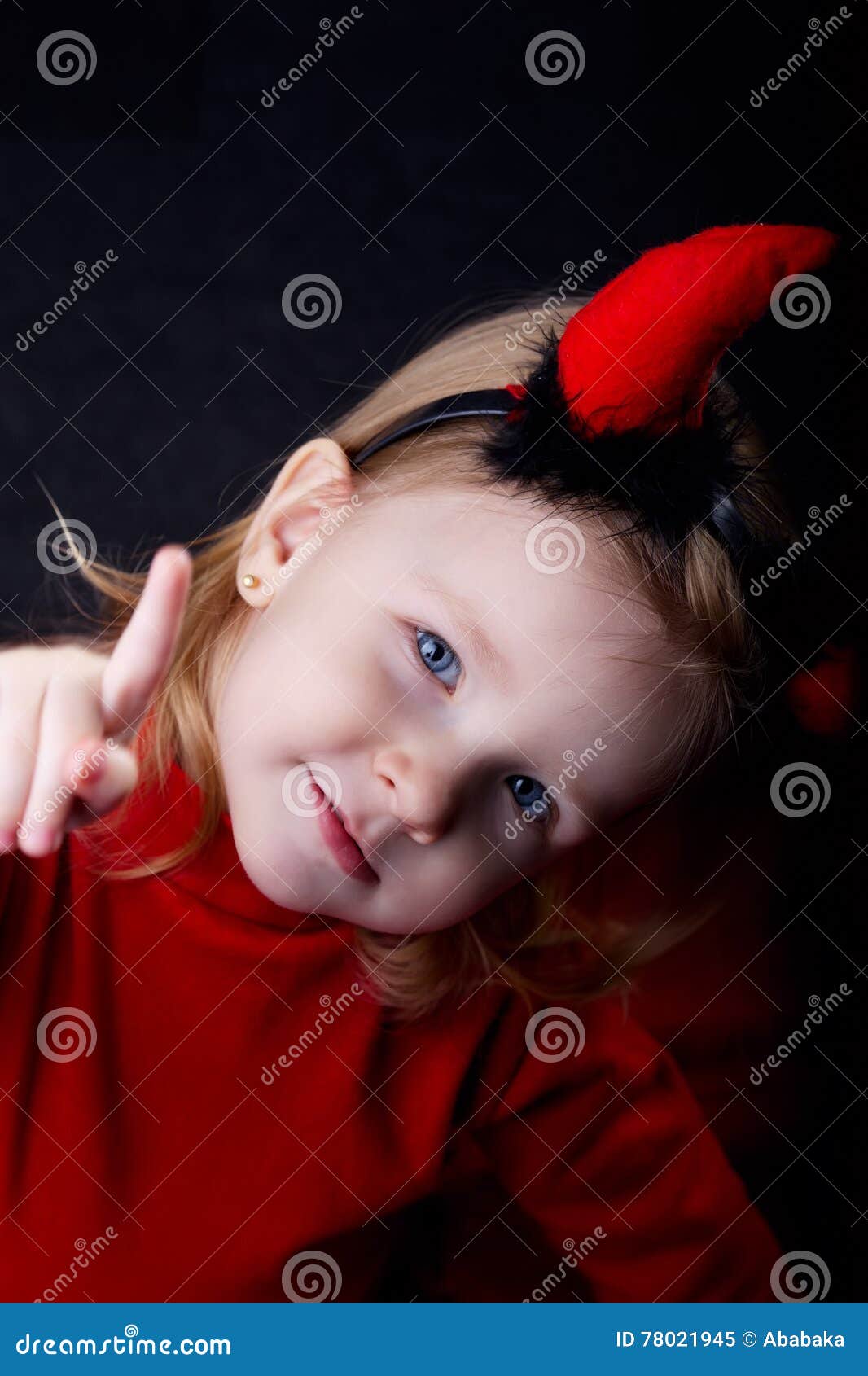 Little Devil on Dark Background Stock Image - Image of girl, attractive ...